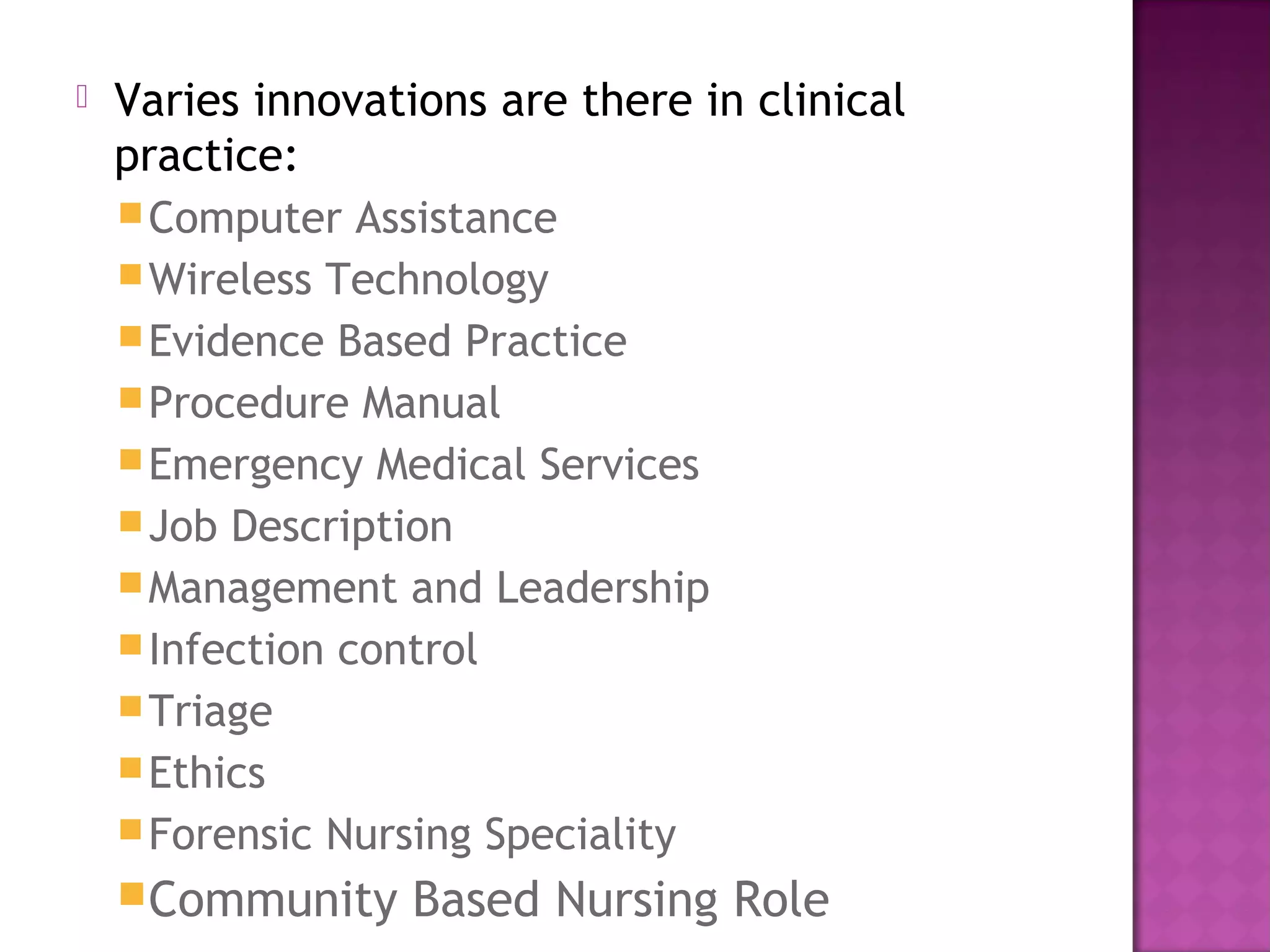 Innovations in nursing | PPT