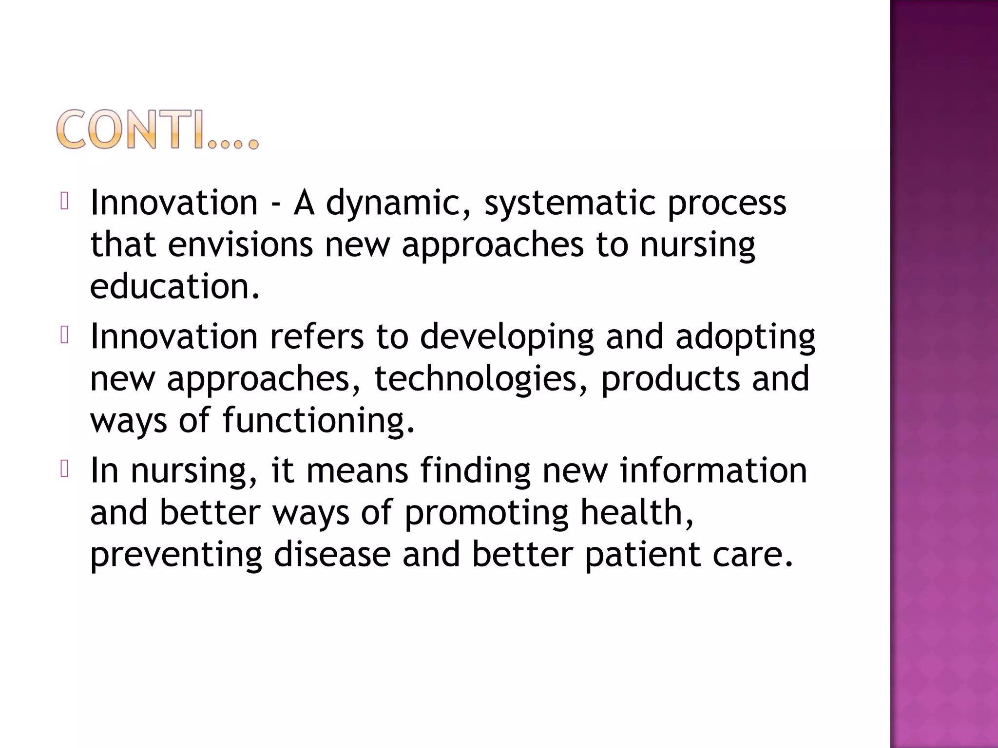 Innovations in nursing | PPT