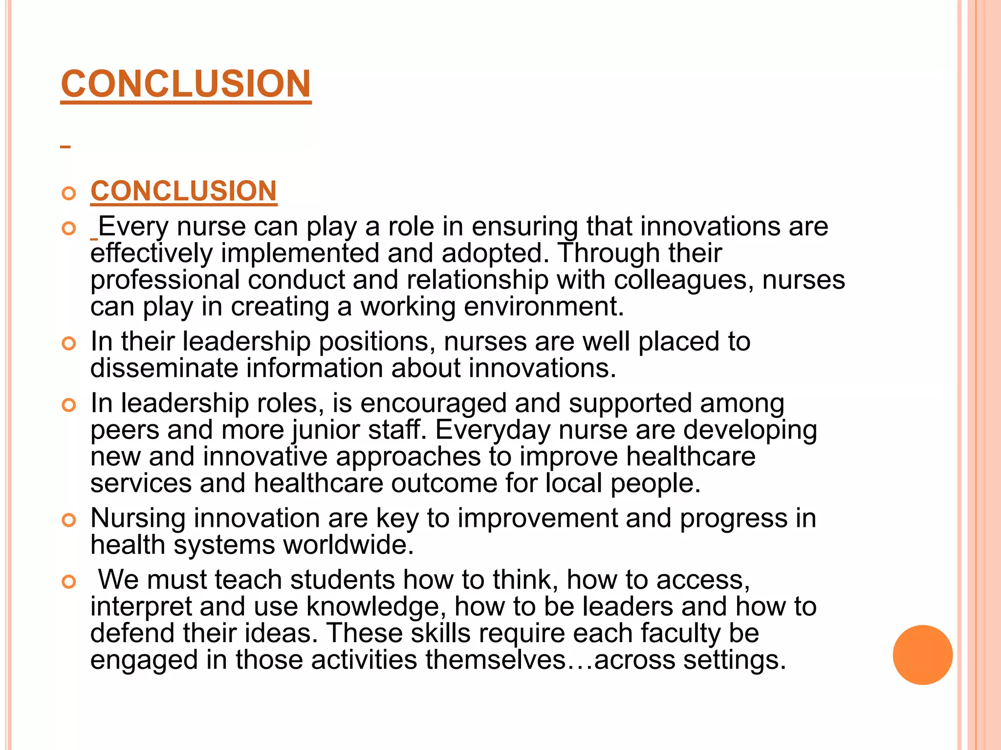 Innovations in nursing | PPTX