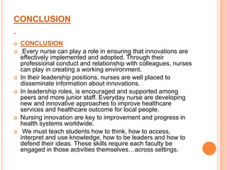 Innovations in nursing | PPTX