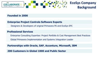 Innovations in program controls integrating primavera and cost systems ...