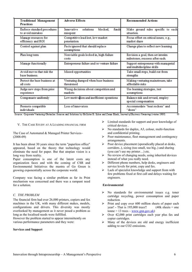 Innovation through intrapreneurship | PDF