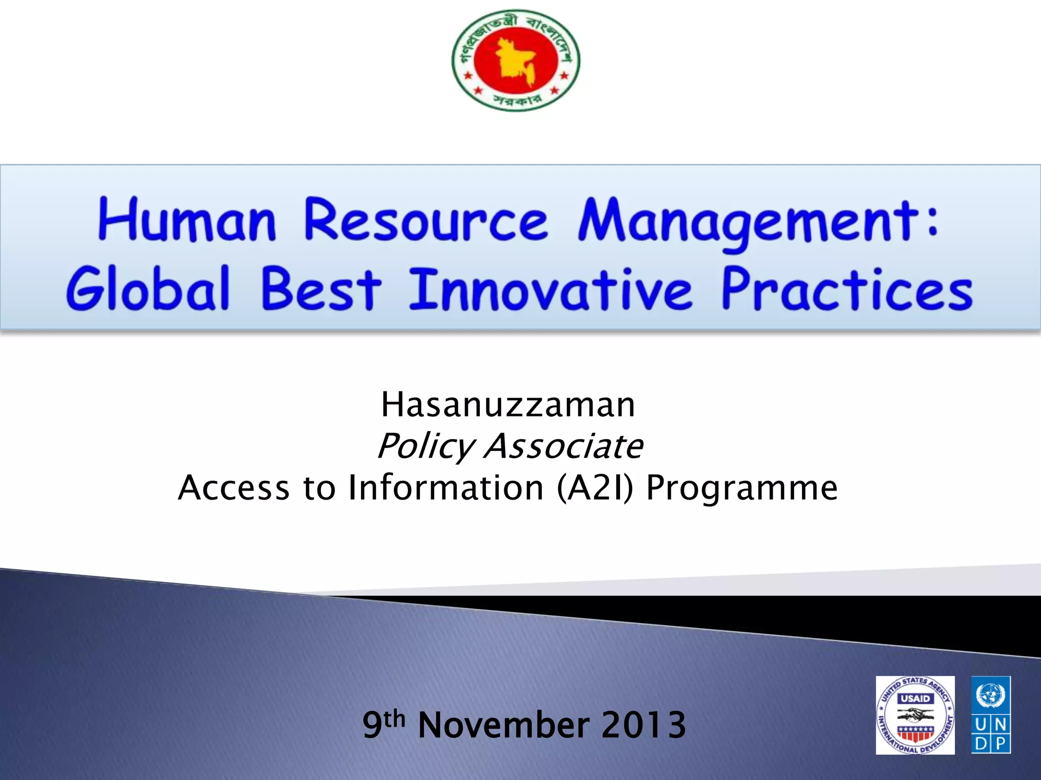 Innovation Workshop: Global Best Innovative Practices in HRM | PPTX
