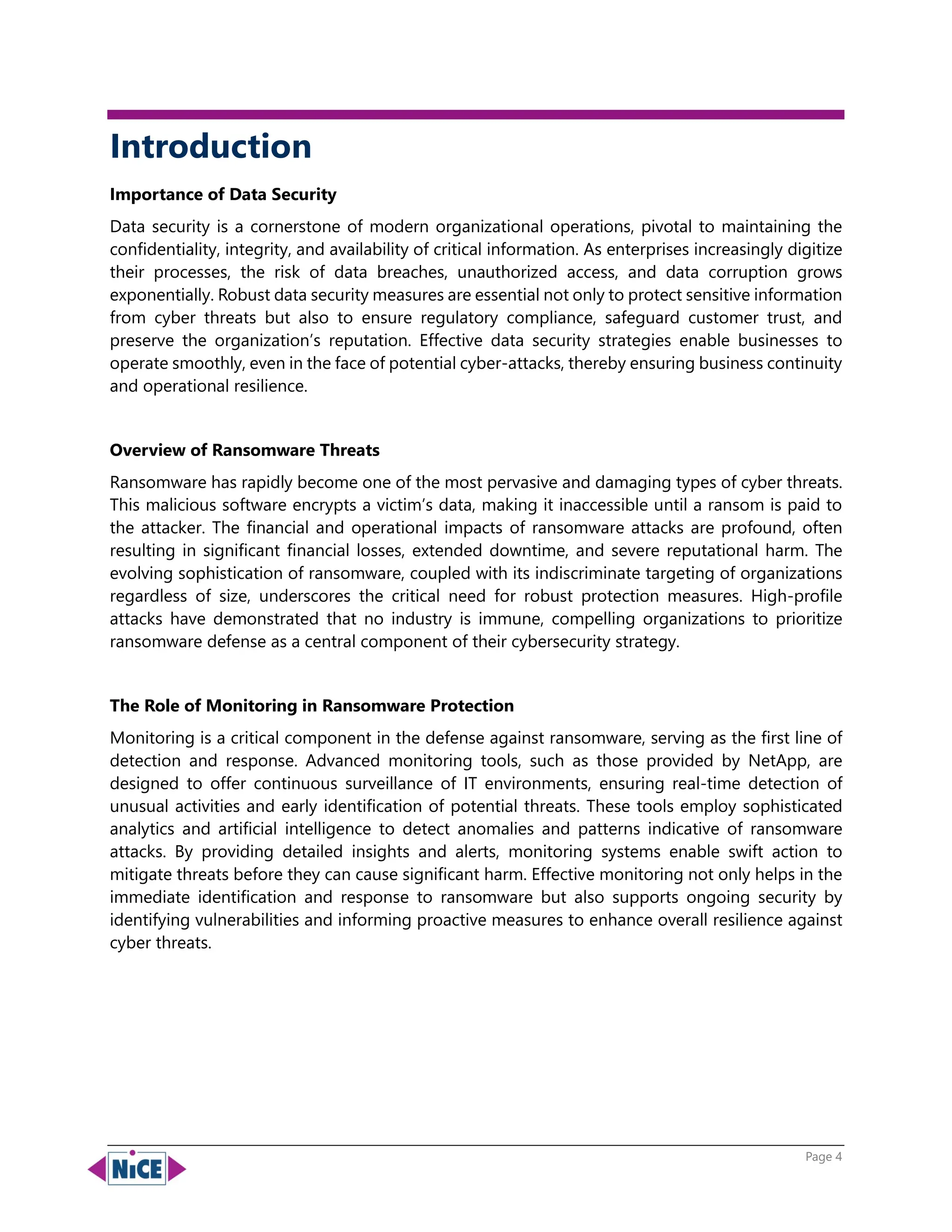 Approaches to Ransomware Protection with NetApp Monitoring | PDF