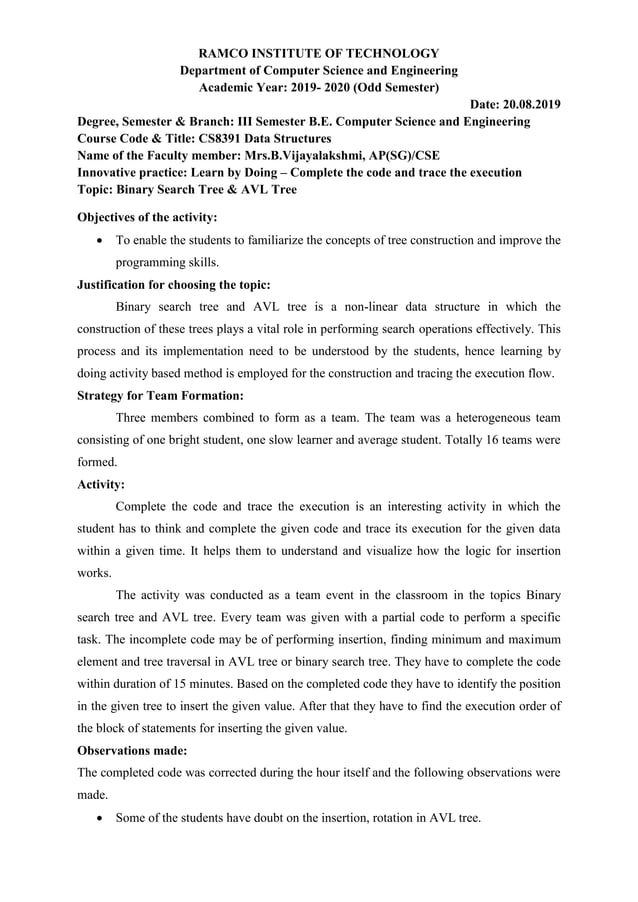 Innovative Practice- Learning by doing- Complete the code and trace the ...