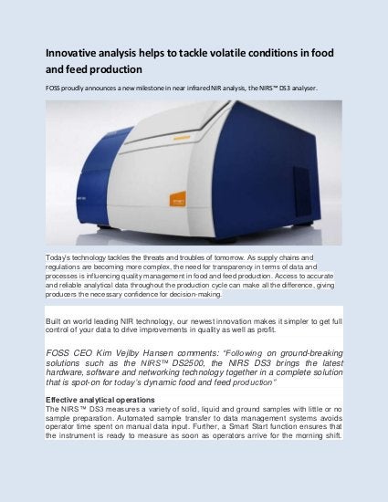 Innovative analysis helps to tackle volatile conditions in food and ...