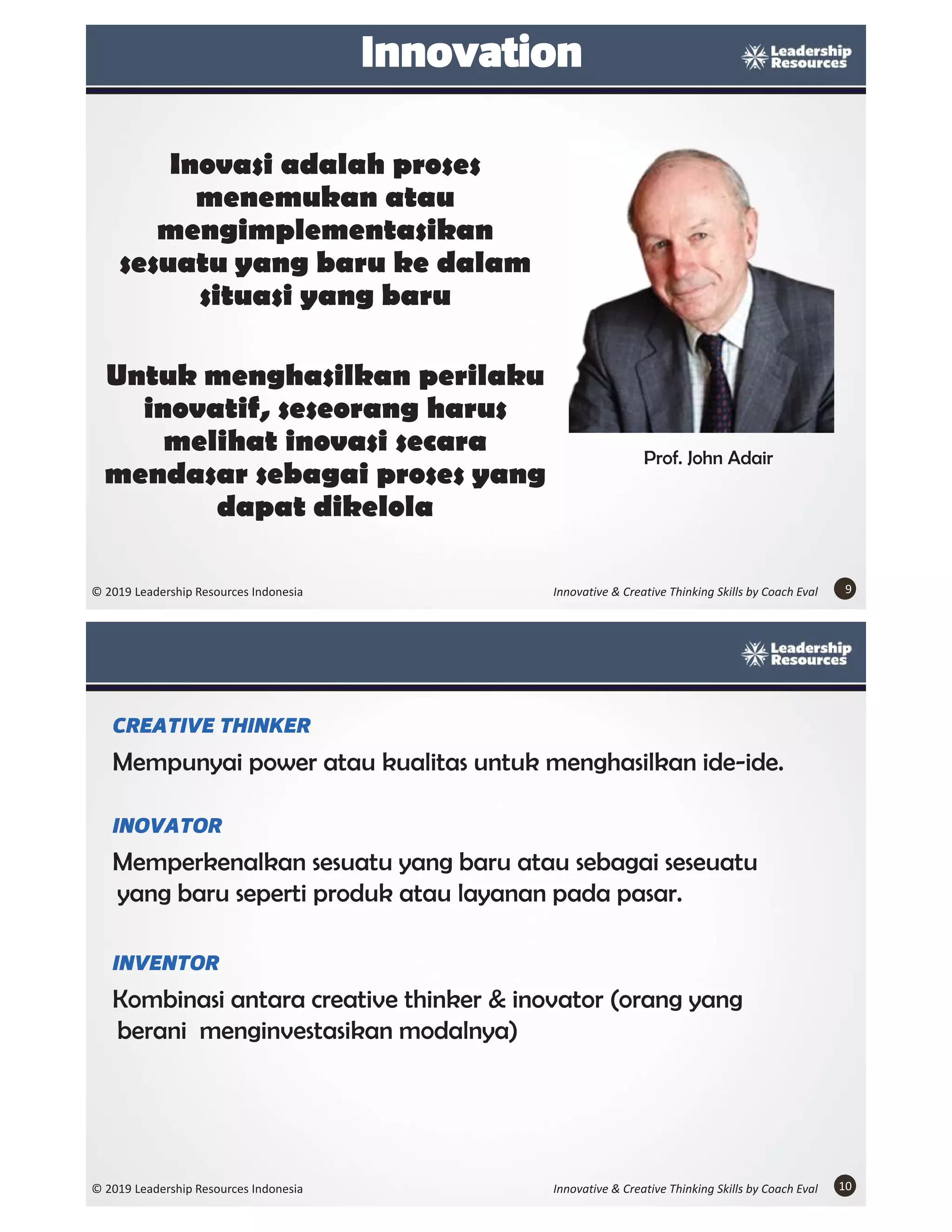 Innovative & Creative Thinking Skills by Coach Eval | PDF