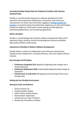 Innovative DevOps Project Ideas for Students to Practice with Industry.pdf