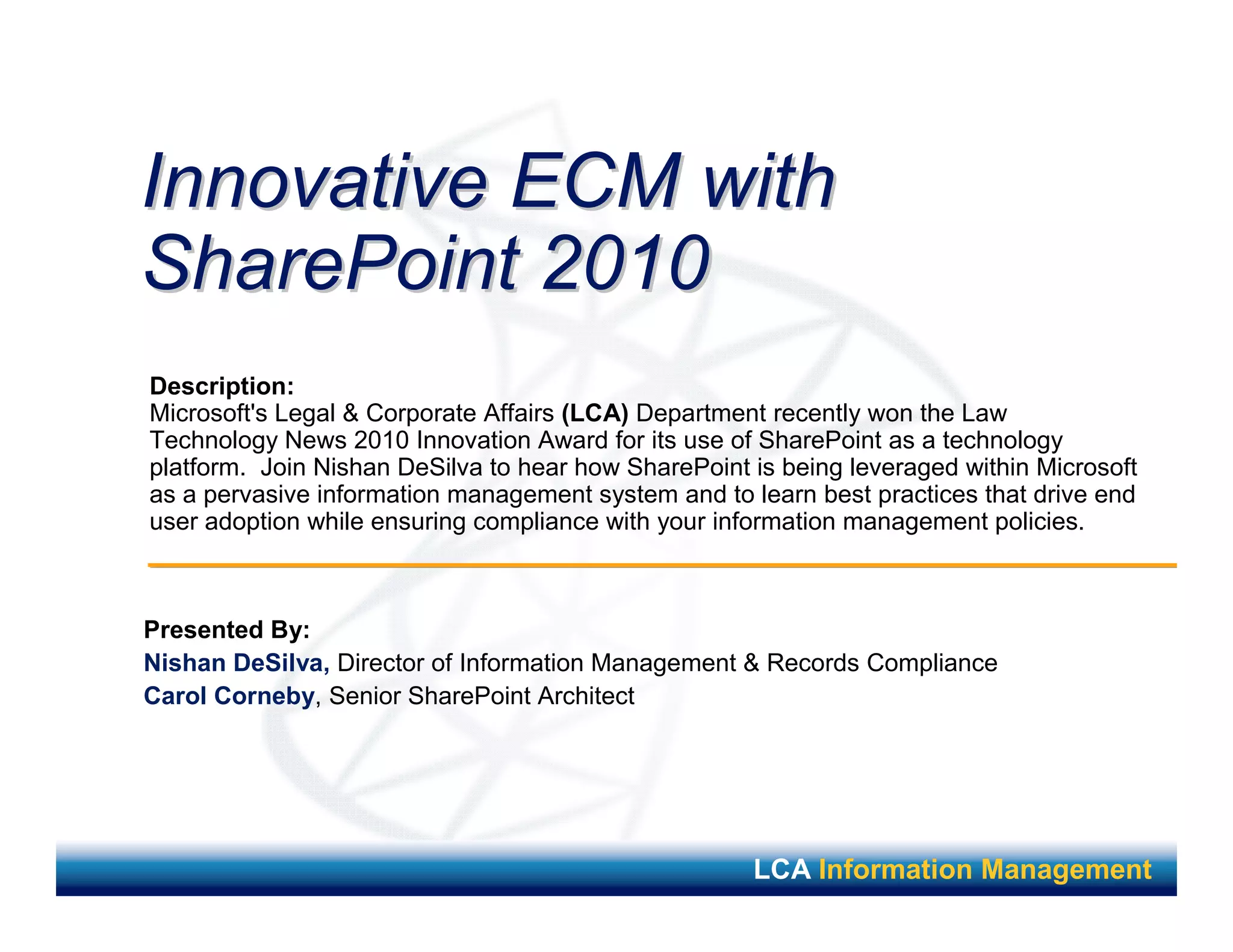 Innovative_ecm_with_sharepoint_2010 | PPT