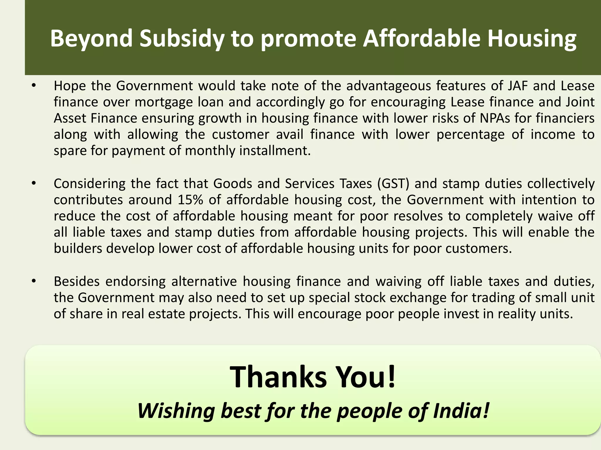 Innovative financial models to promote affordable housing | PPTX