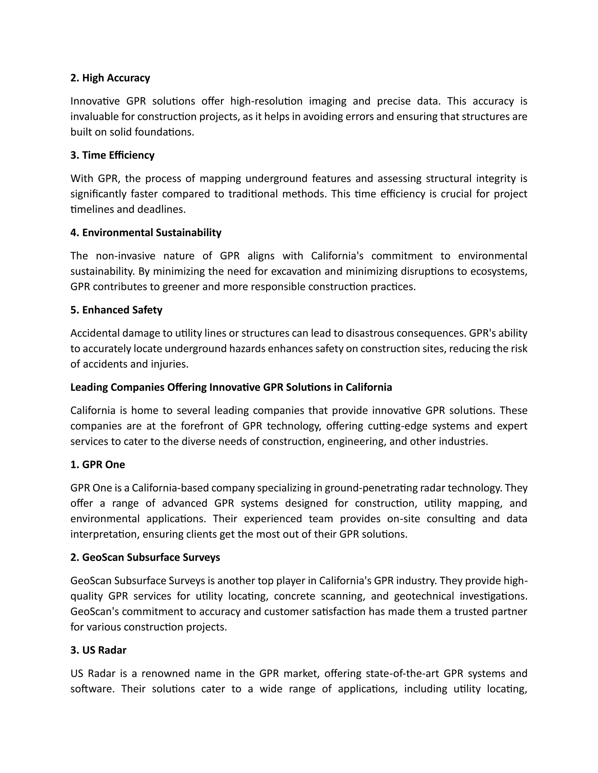 Innovative Ground Penetrating Radar Solutions in California | PDF