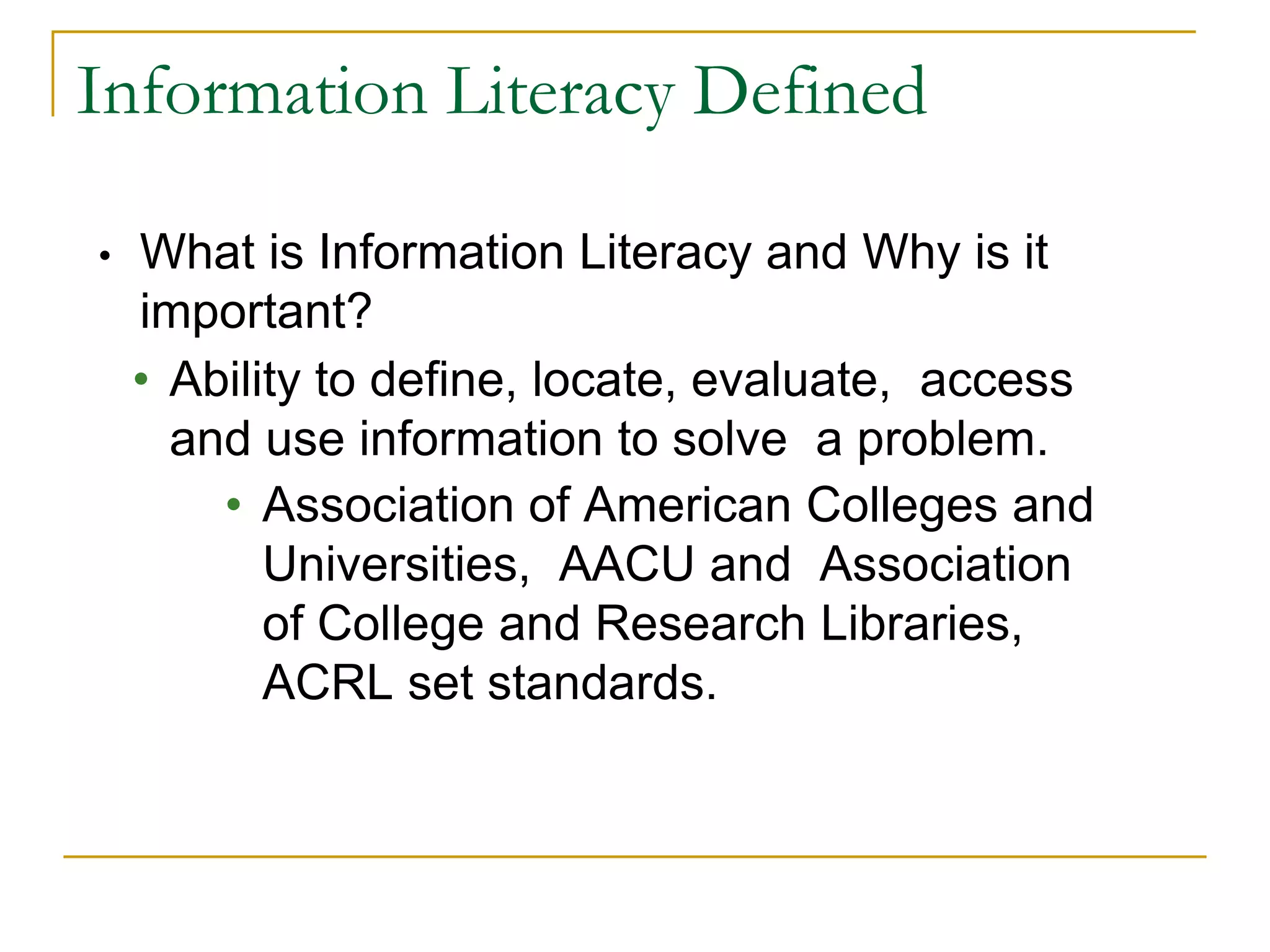 Innovative information literacy & learning the good | PPT