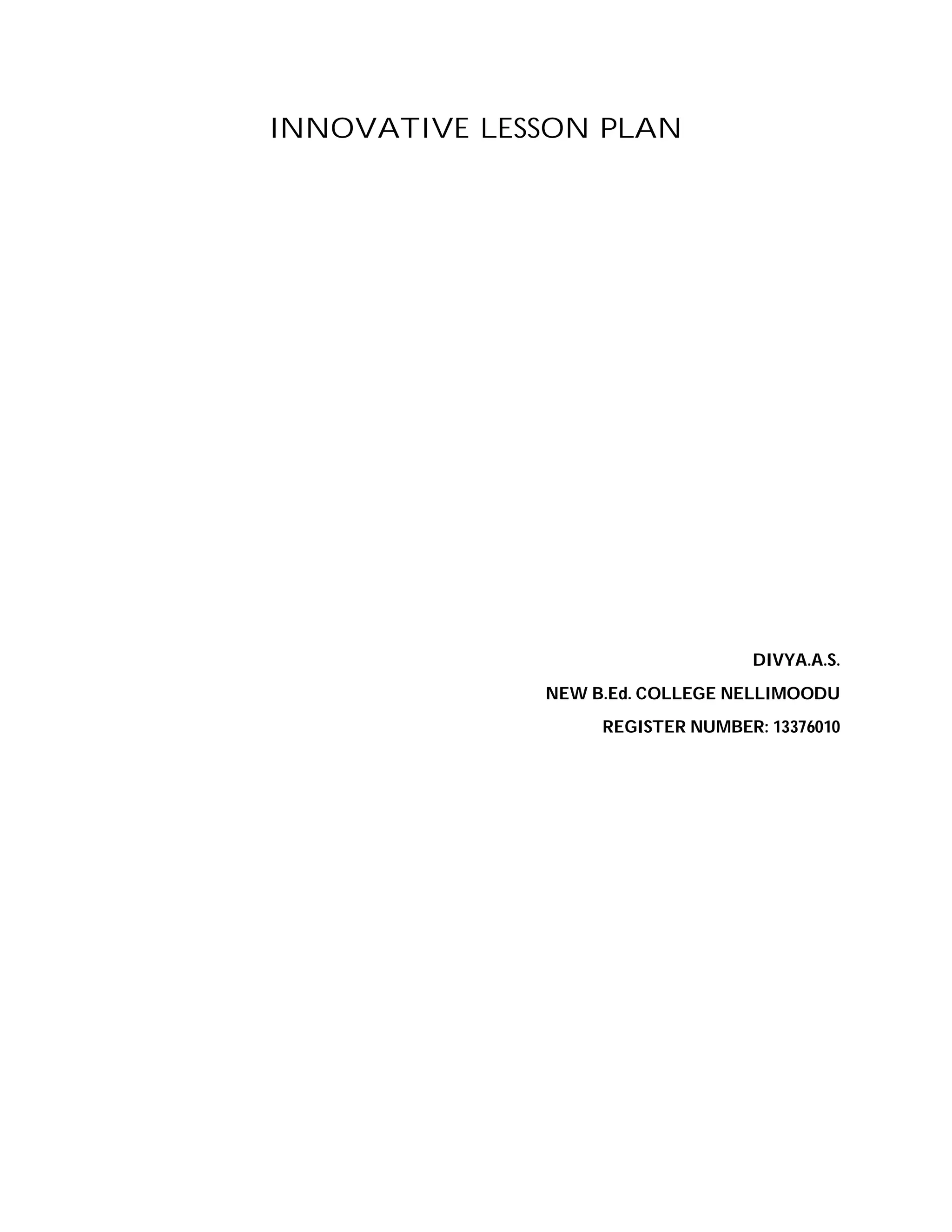 Innovative lesson plan | PDF