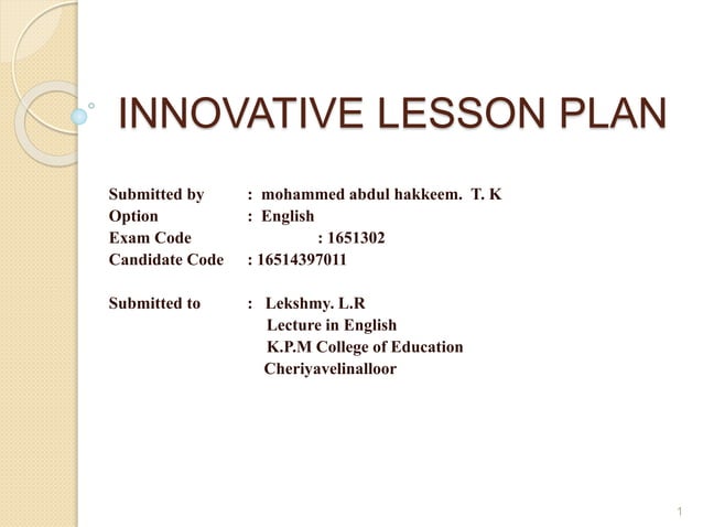 Innovativelessonplan | PPTX