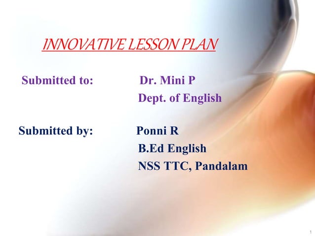 Innovativelessonplan-Ponni R | PPT