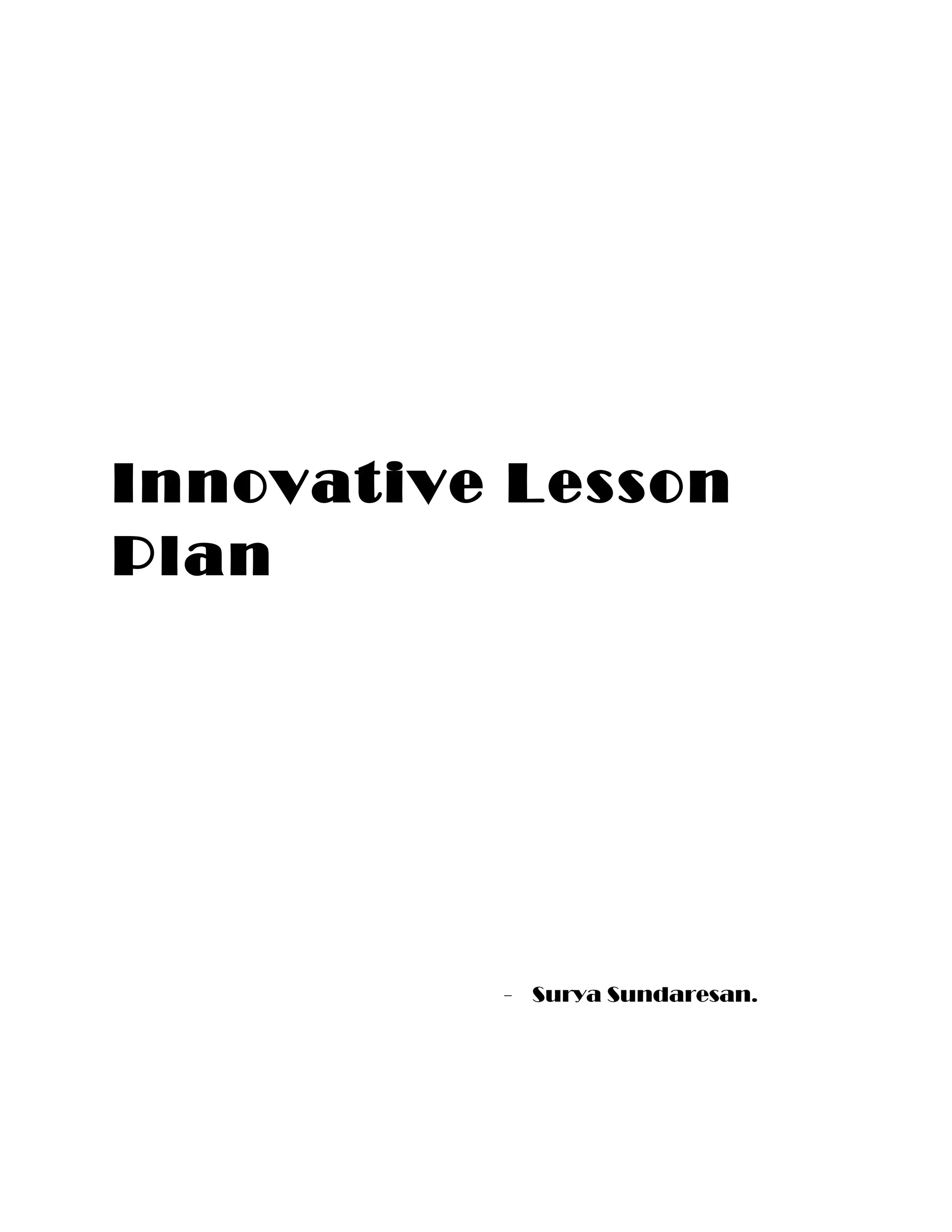 Innovative lesson plan | PDF