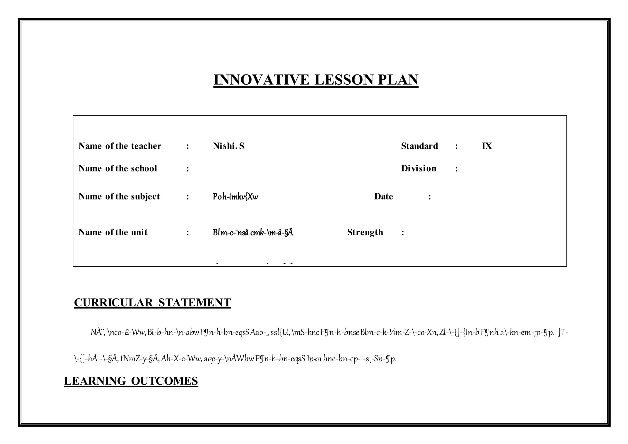 Innovative lesson plan | PPT