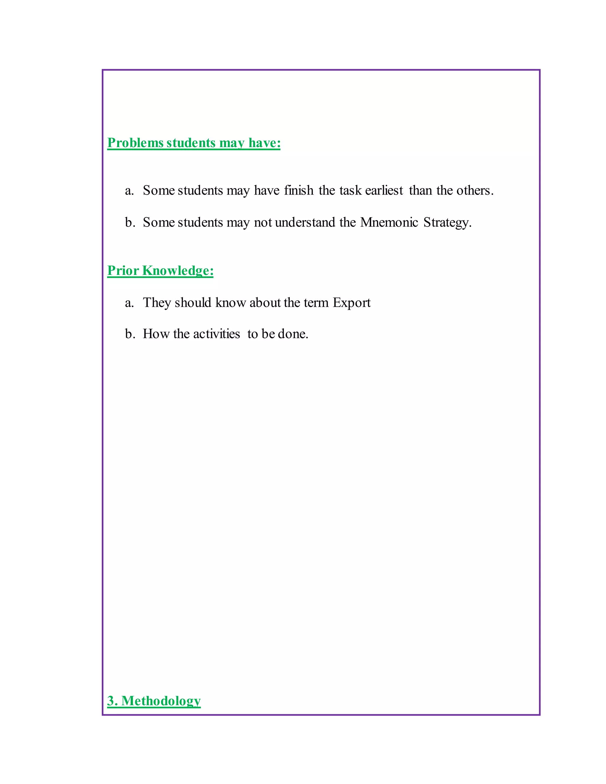 Innovative lesson plan | DOCX | Logistics | Business