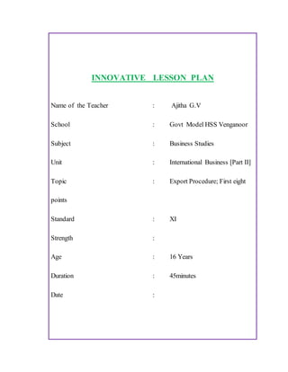 Innovative lesson plan | DOCX