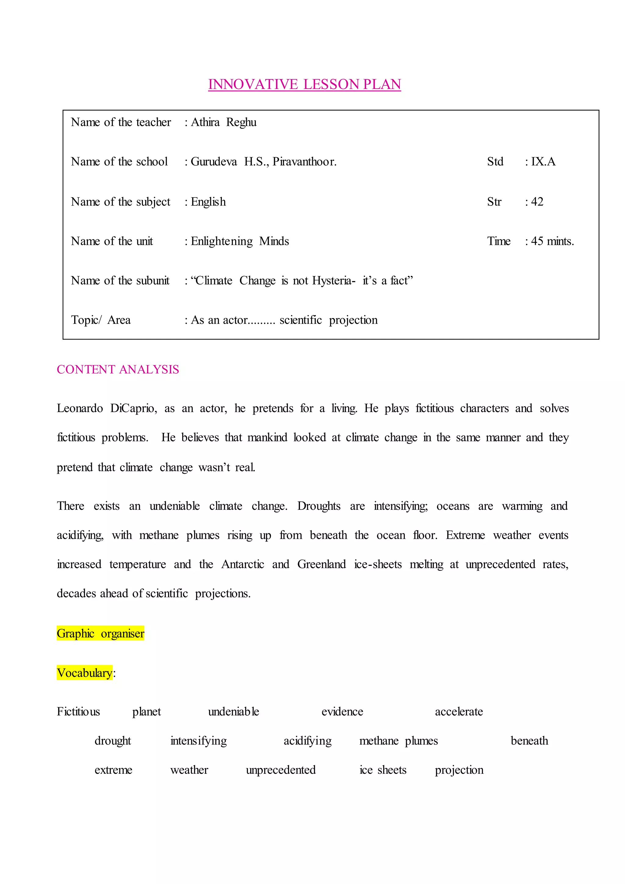 Innovative lesson plan | DOCX