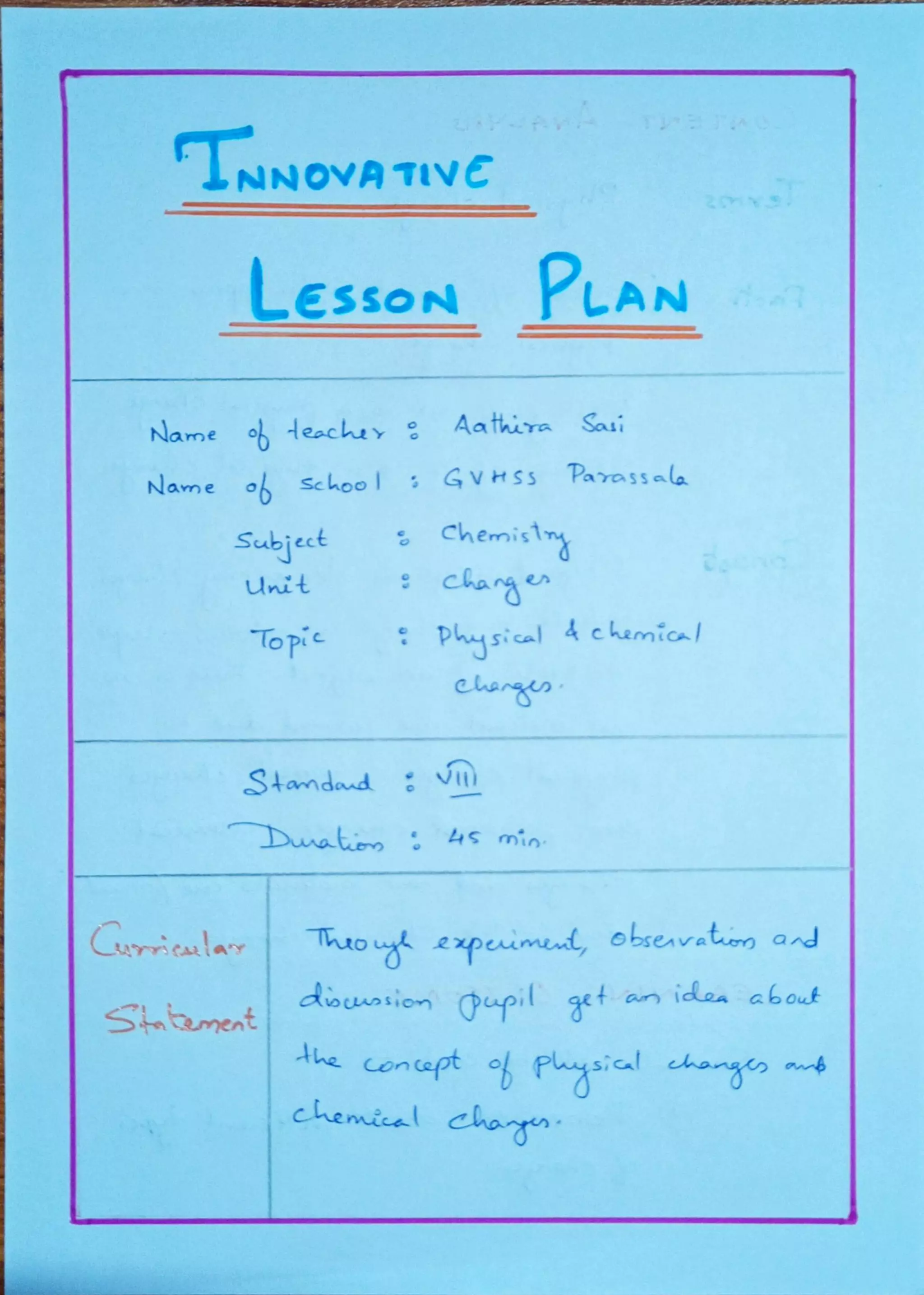 Innovative lesson plan | PDF