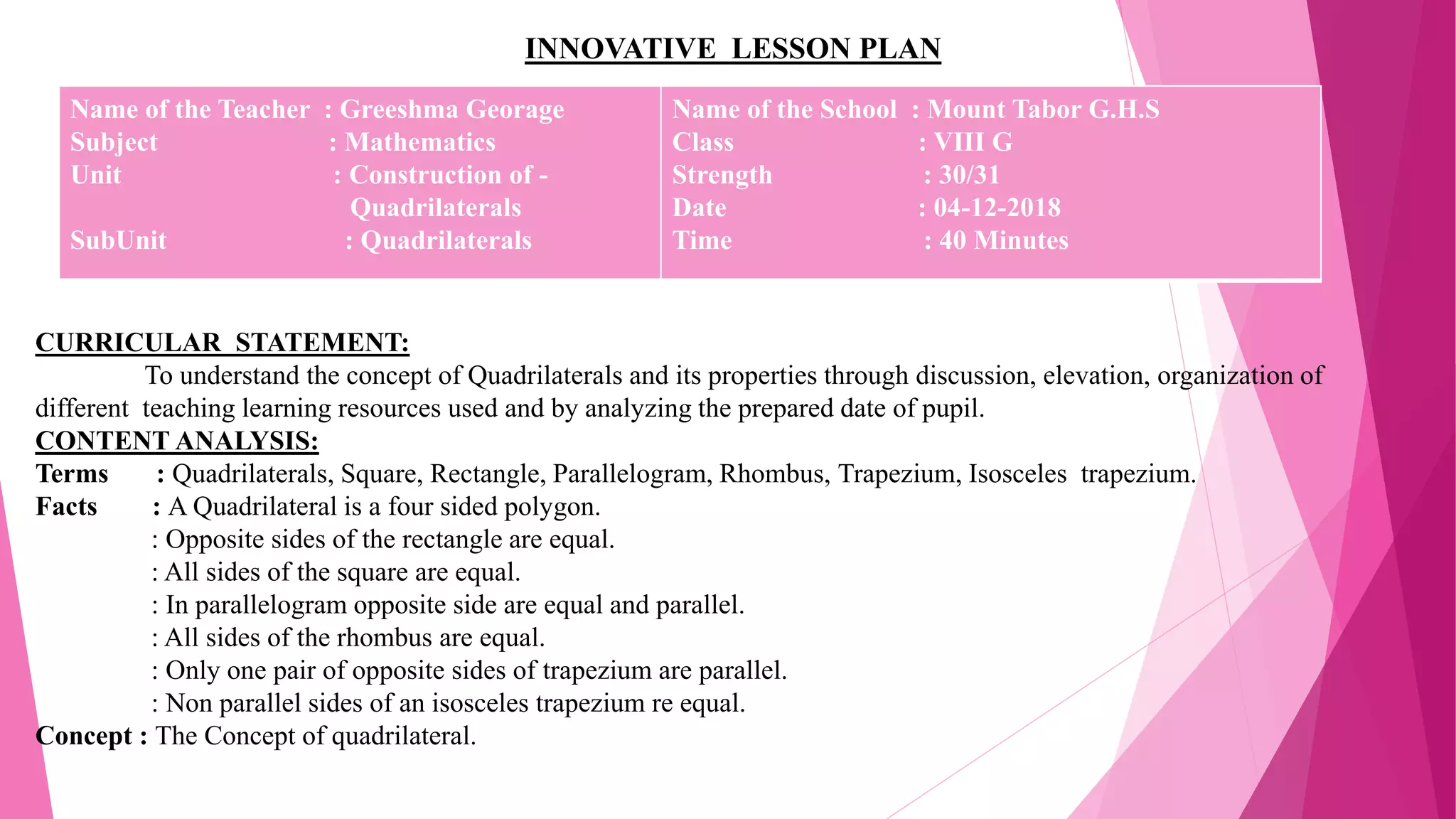 Innovative lesson plan copy | PPTX