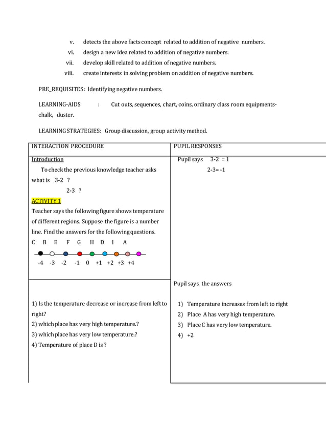 Addition of negative numbers | DOCX