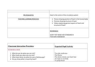 Innovative lesson plan Structure of Heart | DOC
