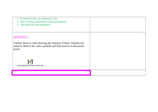 Innovative lesson plan Structure of Heart | DOC