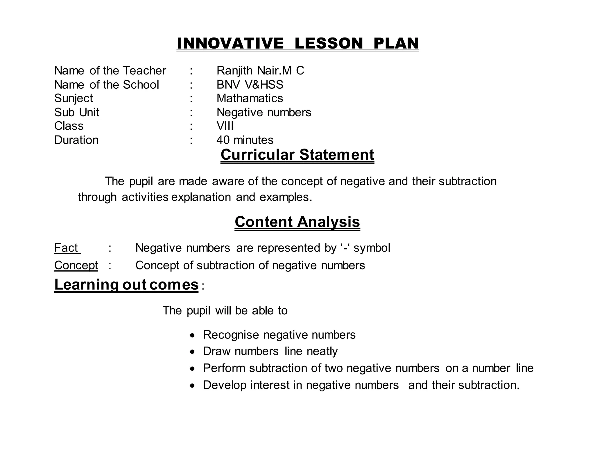 Innovative lesson plan final | PPT