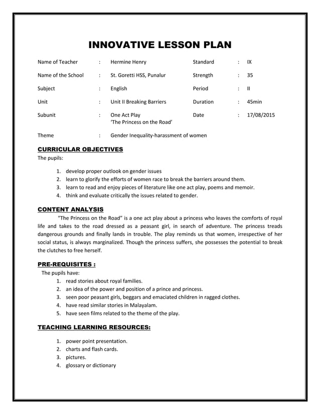 Innovative lesson plan final | PDF