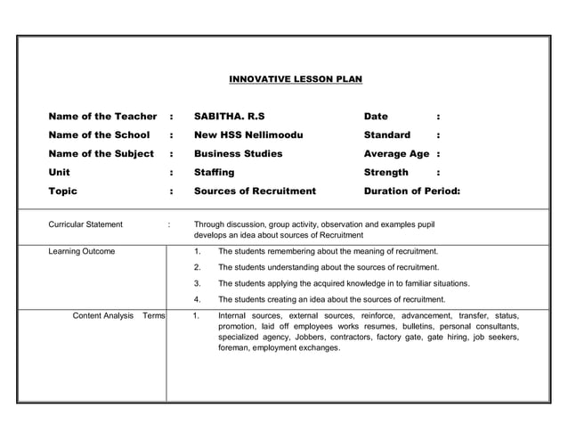 Innovative lesson plan sabitha | PPT