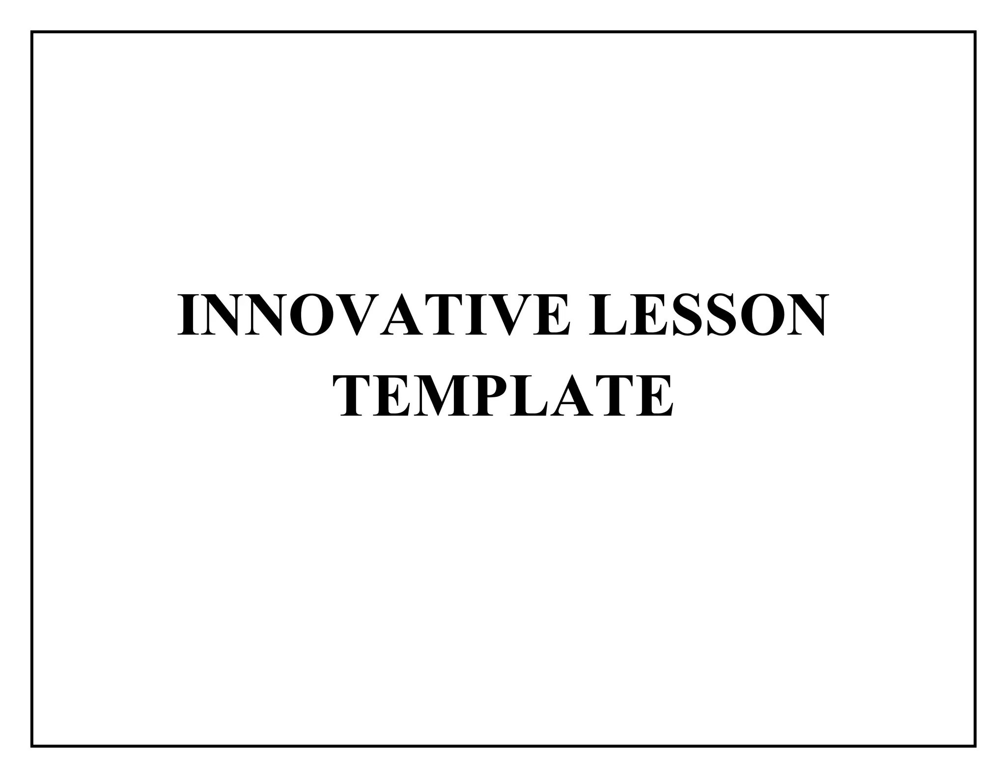 Innovative lesson template | DOCX