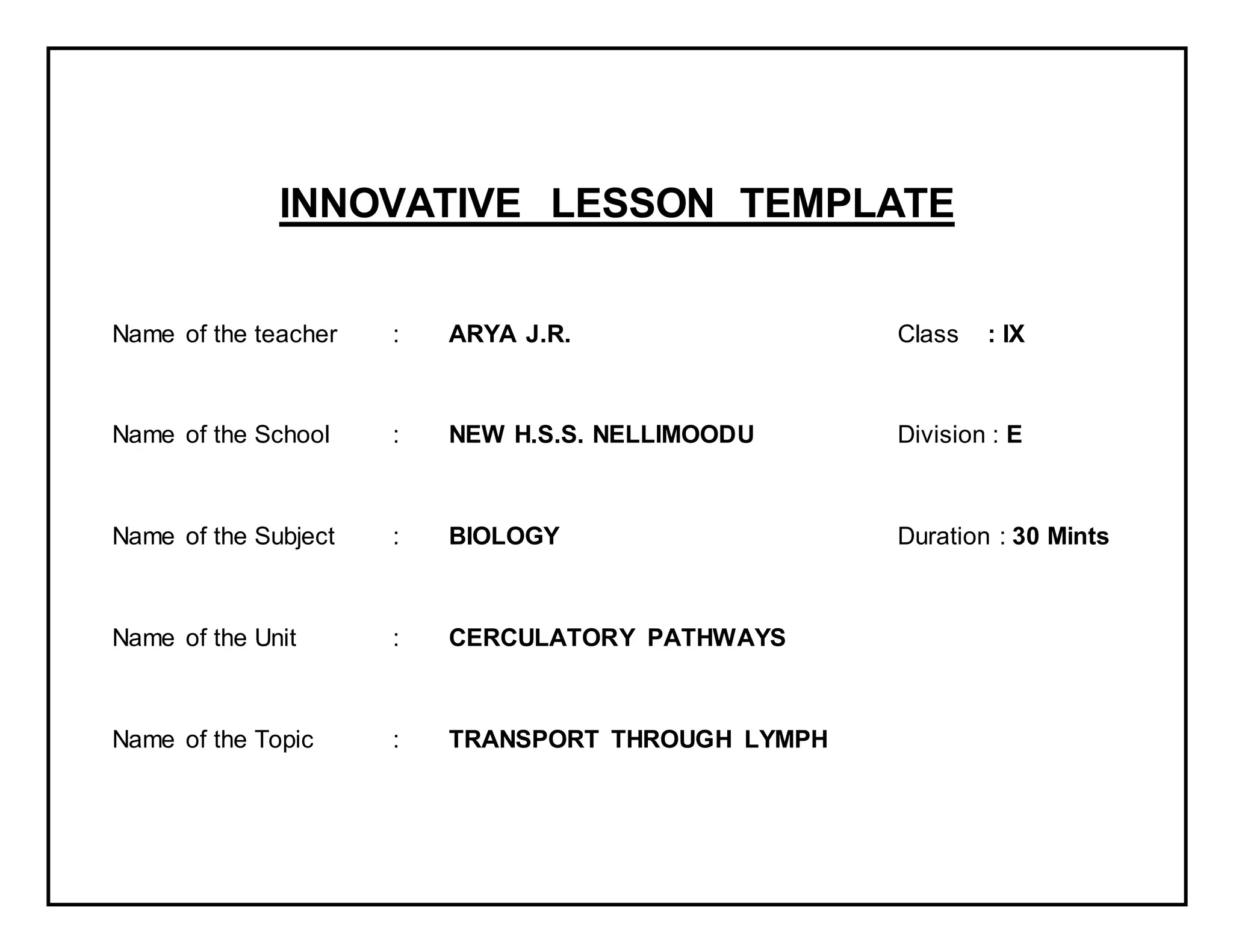 Innovative Lesson Plan | DOCX