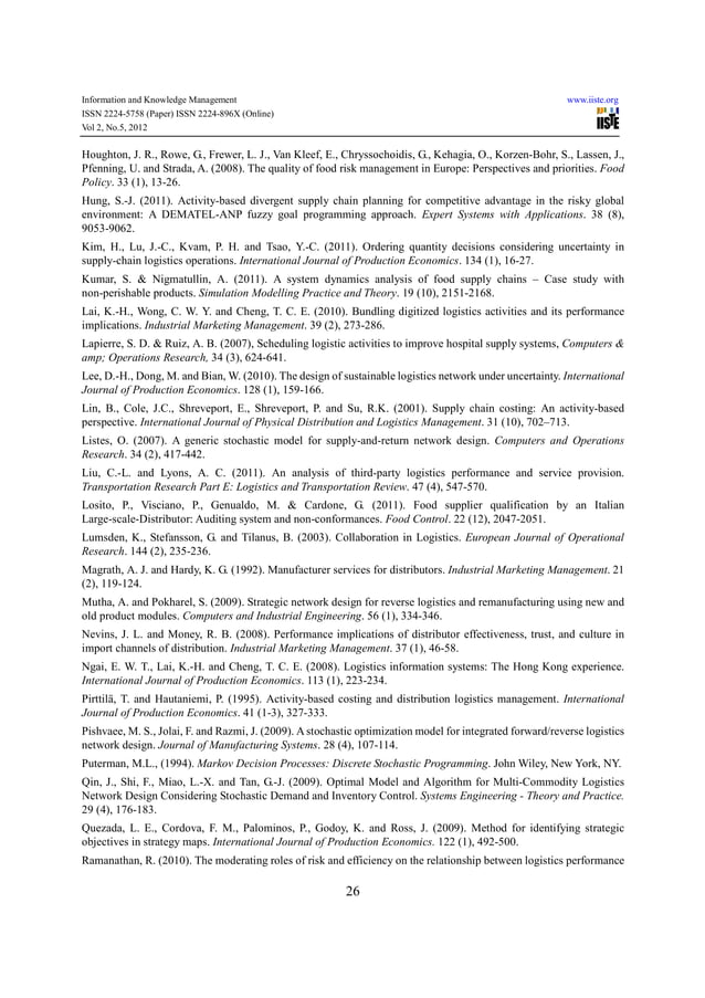 Innovative logistics management under uncertainty using markov model | PDF