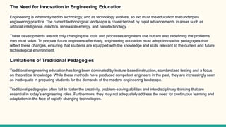 Innovative Pedagogies in Engineering Education for a Technologically ...