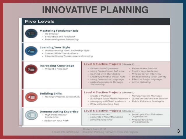 Innovative Planning Pathway Levels and Projects