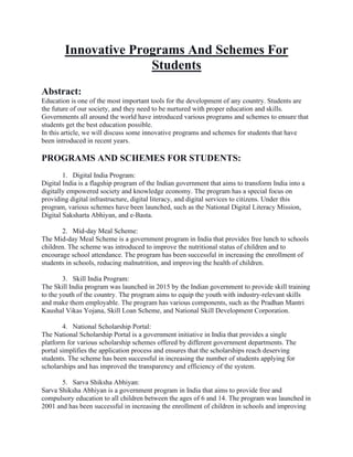Innovative Programs And Schemes For Students | PDF | Undergraduate ...