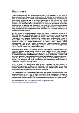 Innovative solutions for complex geotechnical and tunnelling projects ...