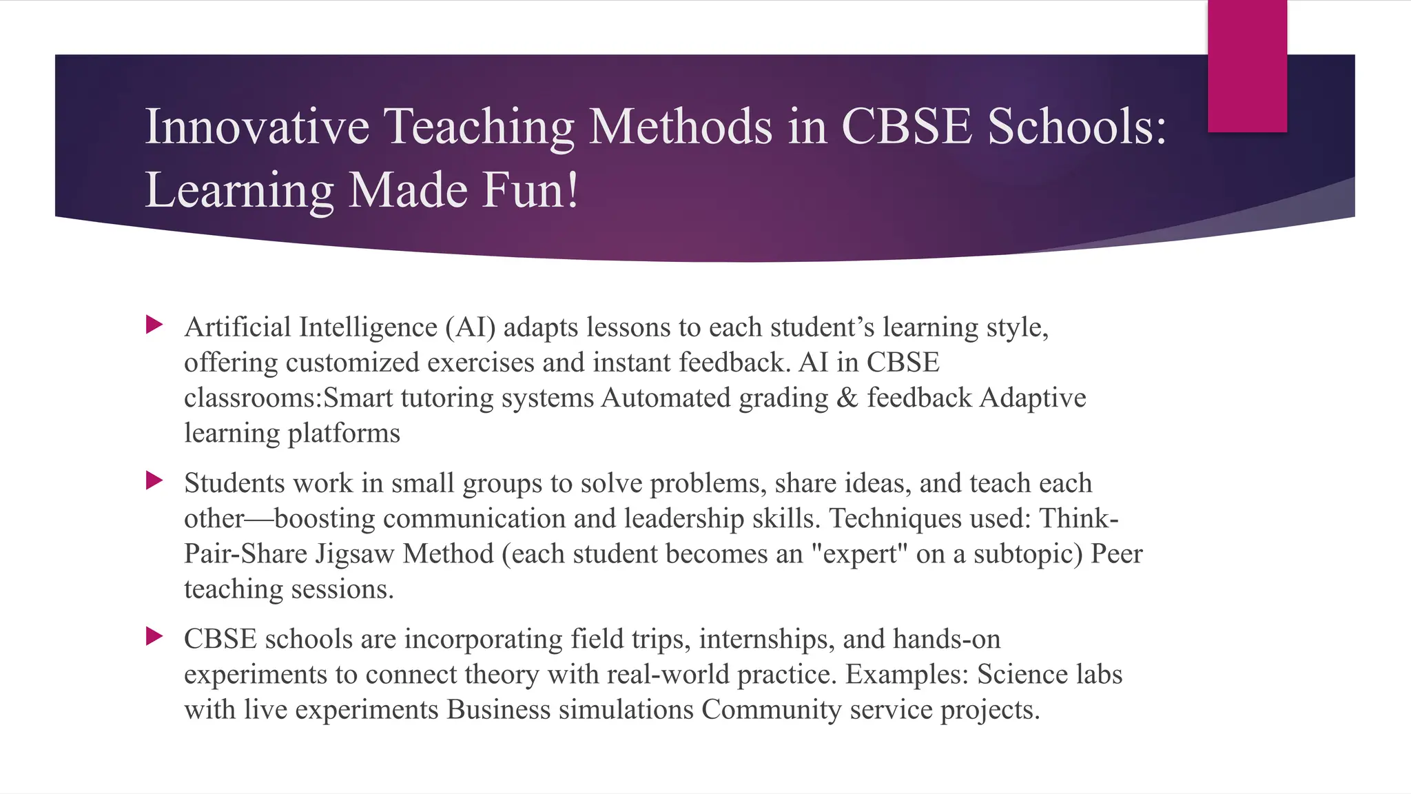 Innovative Teaching Methods in CBSE Schools: Learning Made Fun! | PPTX