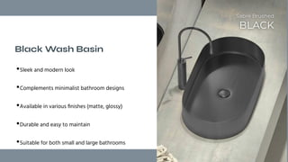 Explore Unique Wash Basin Designs: Black, Standing & Colored Options | PDF