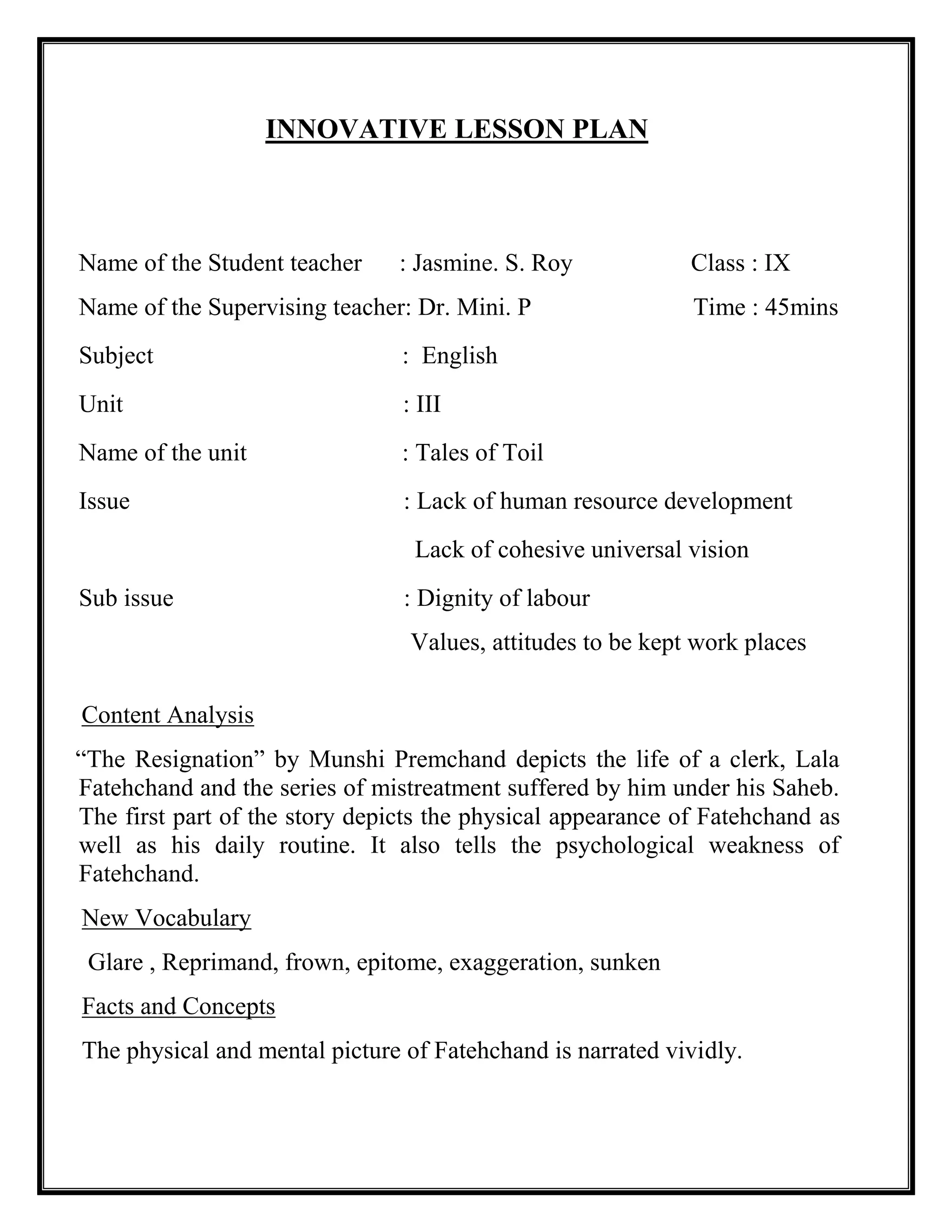 Innovative lesson plan | DOCX