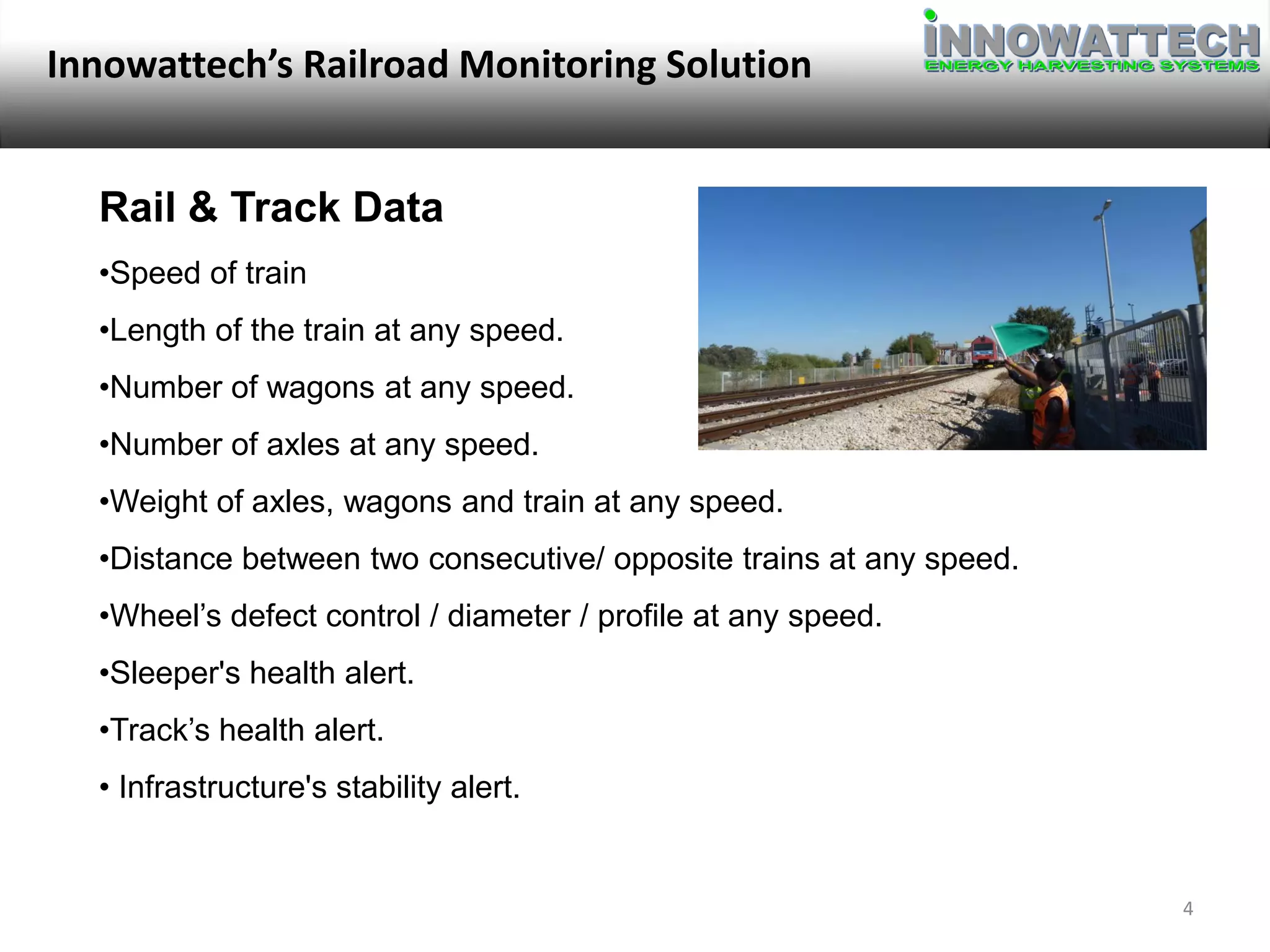 Innowattech Railroad Monitoring Presentation Feb11 | PDF | Rail Travel ...