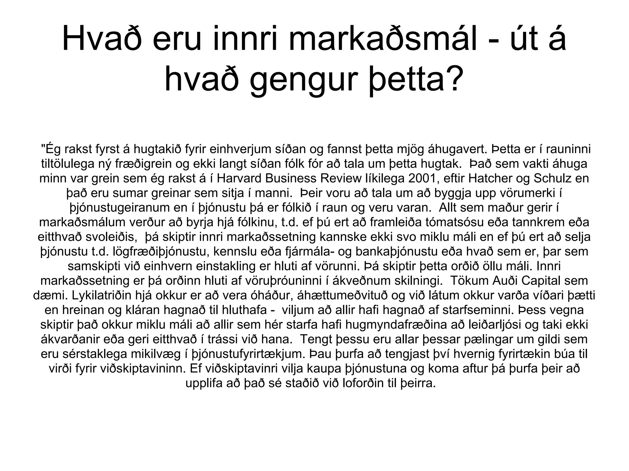 Innri markaðssetning | PPT