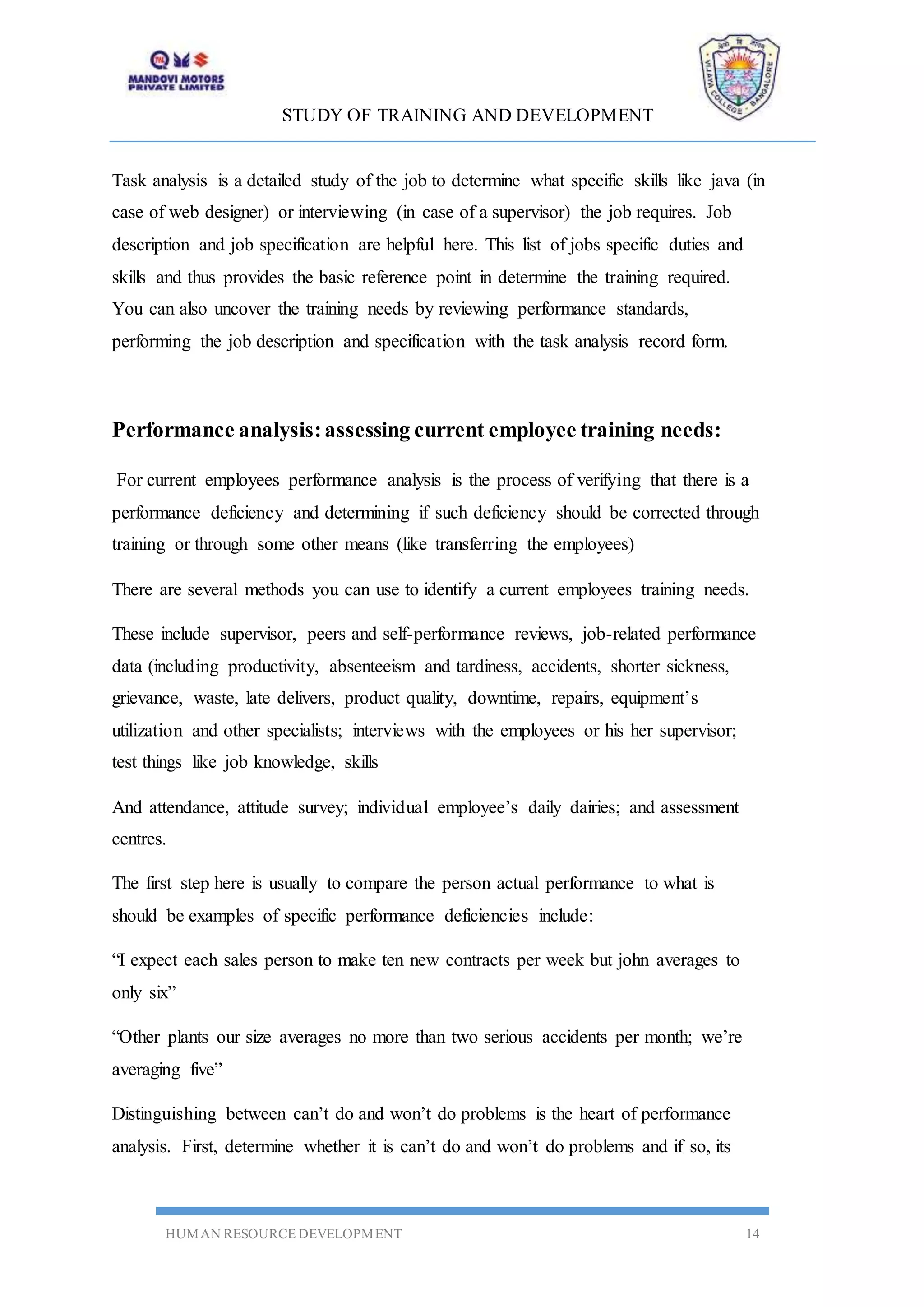 Training & development Introduction | DOCX