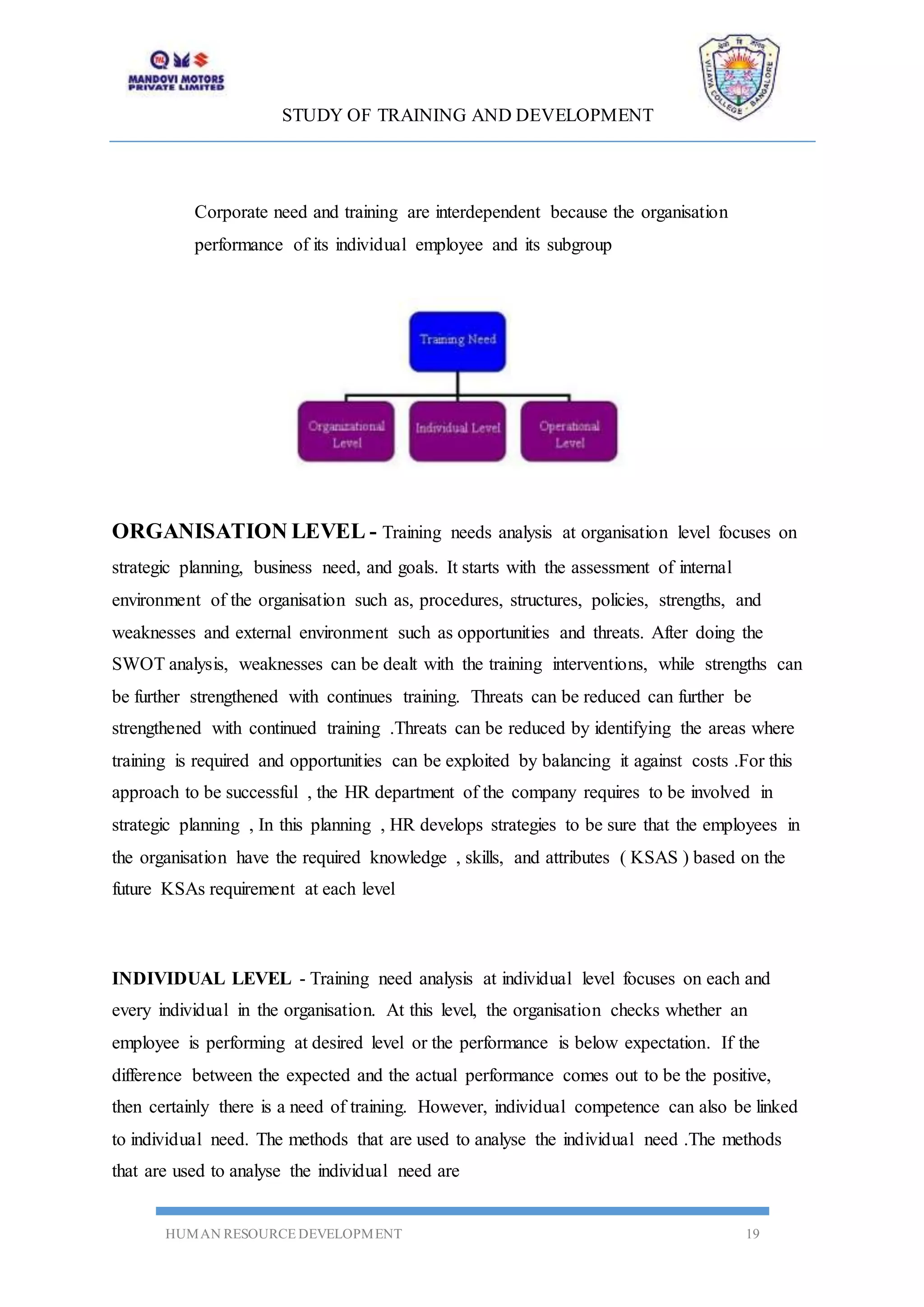 Training & development Introduction | DOCX