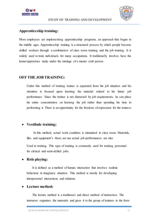 Training & development Introduction | DOCX