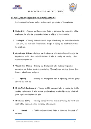 Training & development Introduction | DOCX