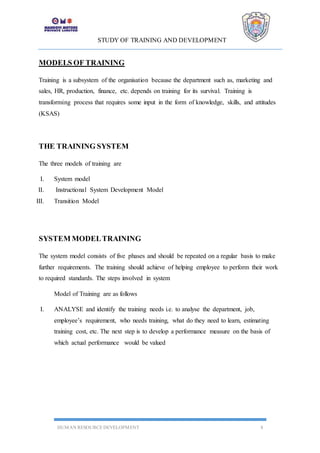 Training & development Introduction | DOCX