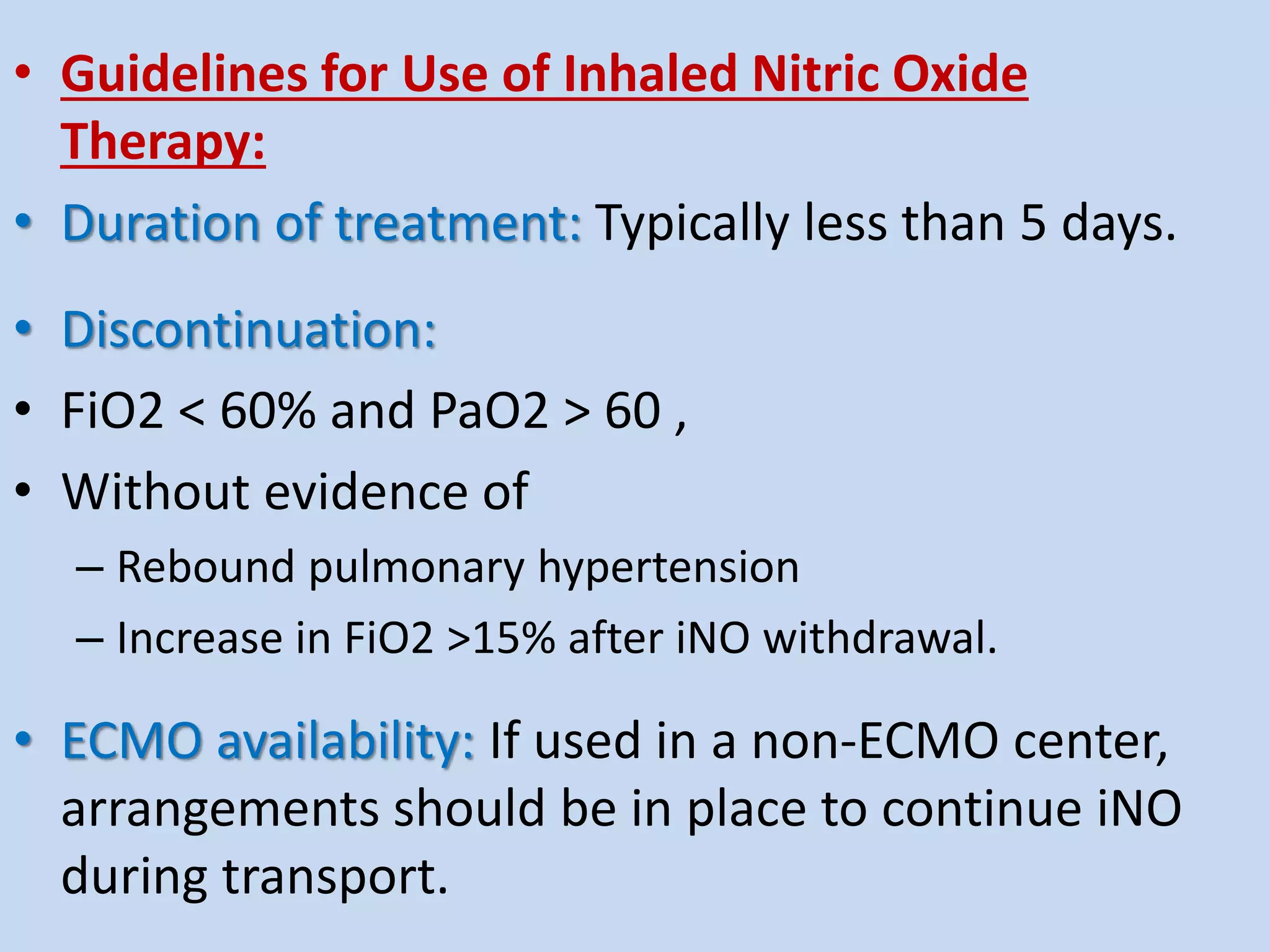 Inhaled Nitric Oxide (iNO) in Newborns - Dr Padmesh - Neonatology | PPTX